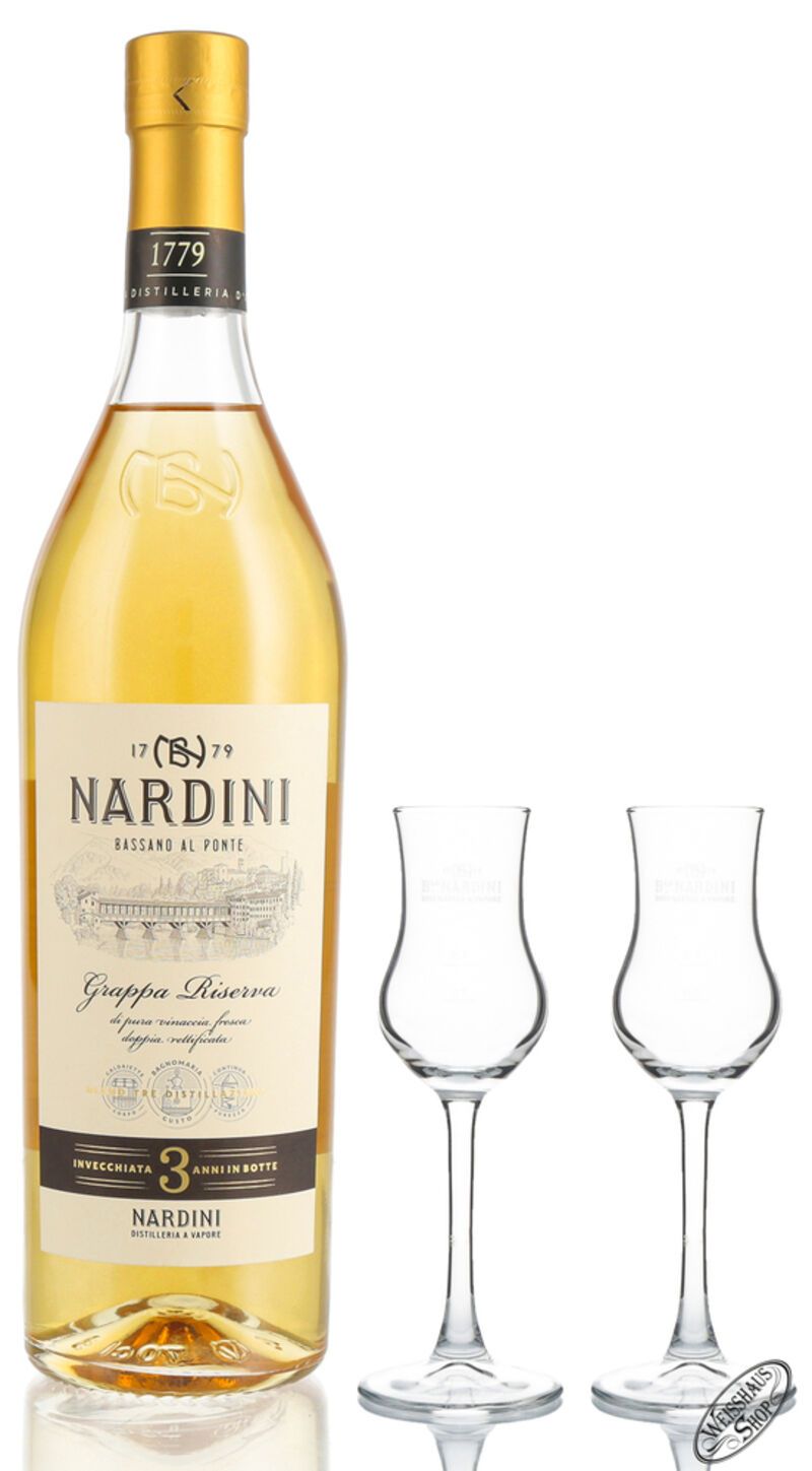 Nardini Grappa Riserva 3 anni Geschenk-Set 50% vol. 0,70l | Weisshaus Shop