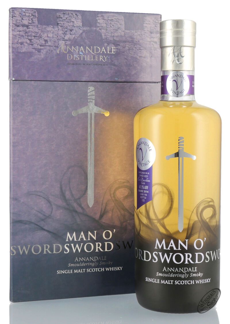 Annandale Man o' Sword Rare Vintage 2014 ex-Bourbon Whisky 61,1% vol. 0 ...