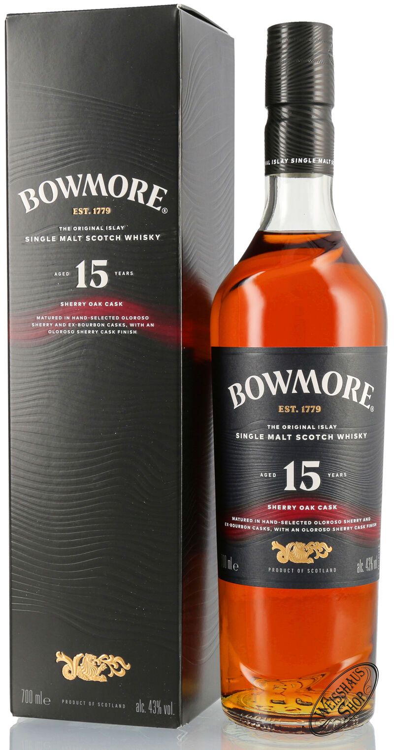 Bowmore 15 YO Sherry Oak Cask Islay Whisky 43% vol. 0,70l | Weisshaus Shop