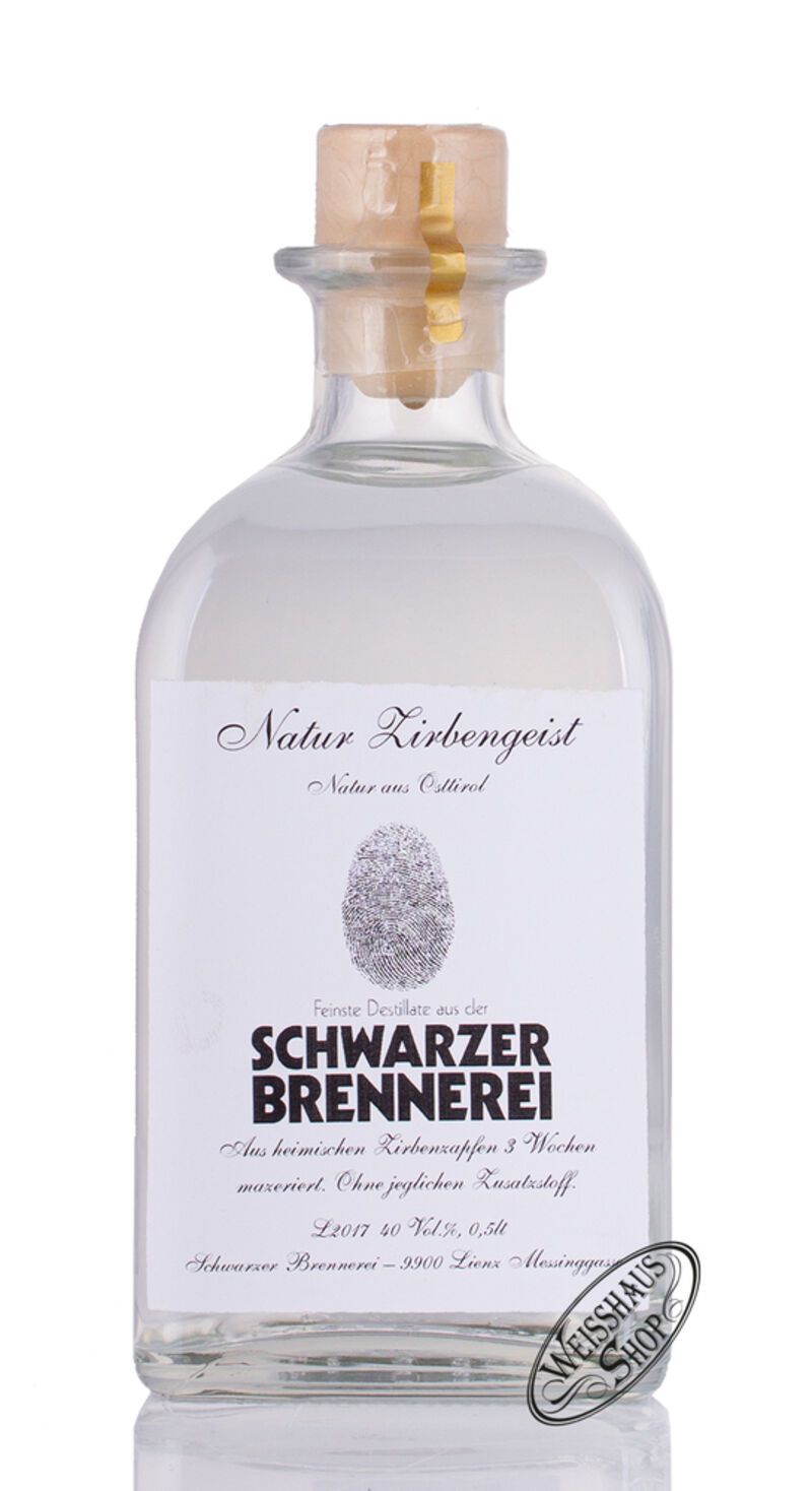 Schwarzer Natur Zirbengeist 40% vol. 0,50l | Weisshaus Shop